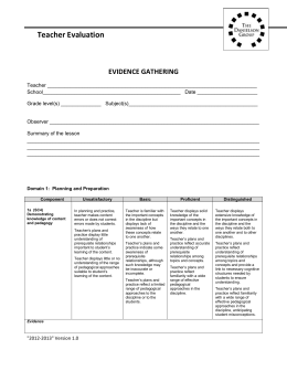 Charlotte Danielson The Framework for Teaching: Evaluation