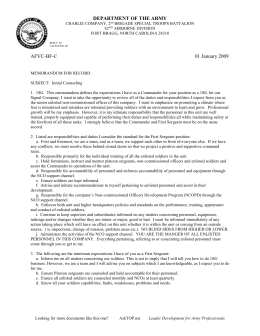 Duties, Responsibilities and Authority of the NCO