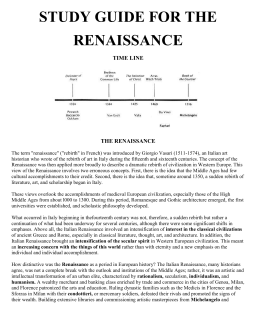 Mr. Dunbar AP European History Chapter 10 Outline: Renaissance