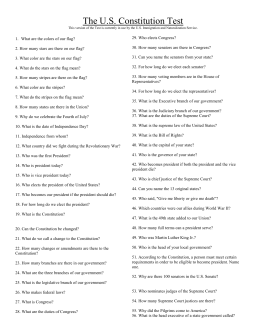 Current USCIS Test Questions – ANSWER KEY 1. What are the