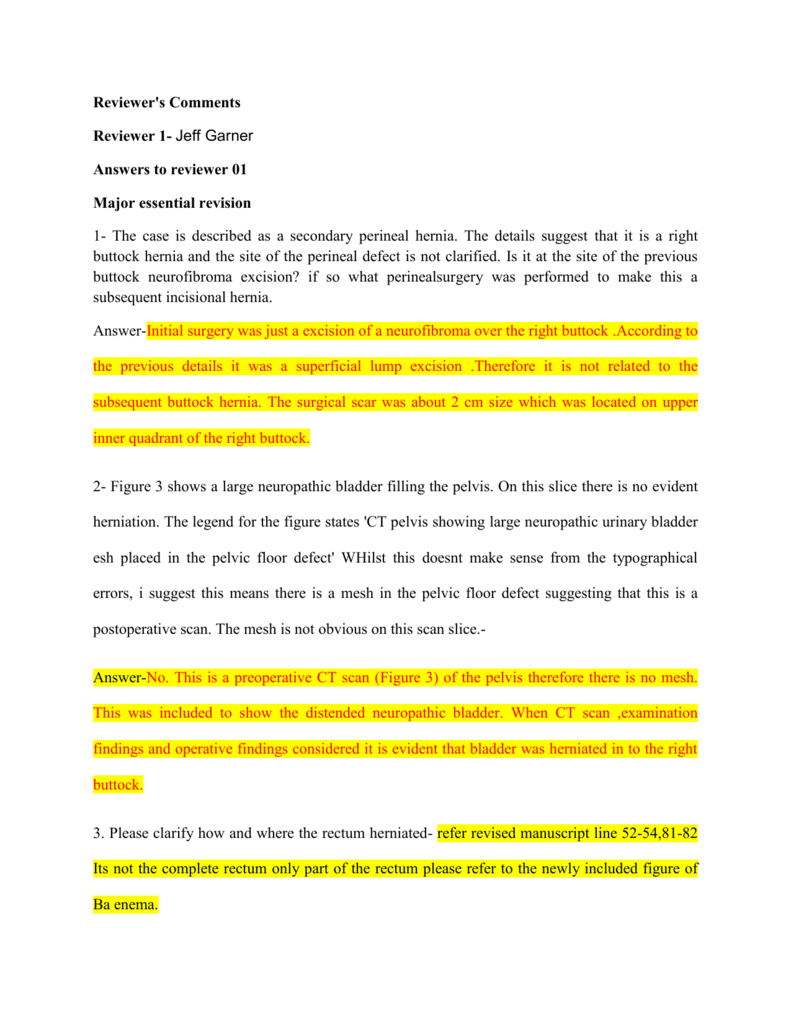 Reviewer s Comments Reviewer 1 Jeff Garner Answers To Reviewer