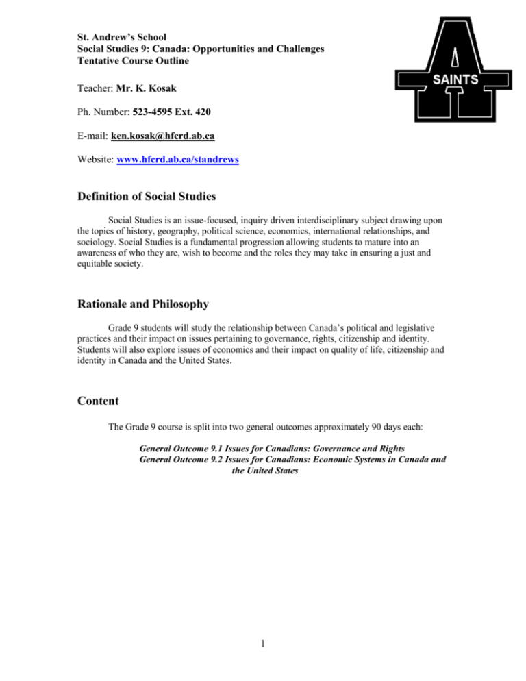 Grade 9 Course Outline Grade 9 Course Outline