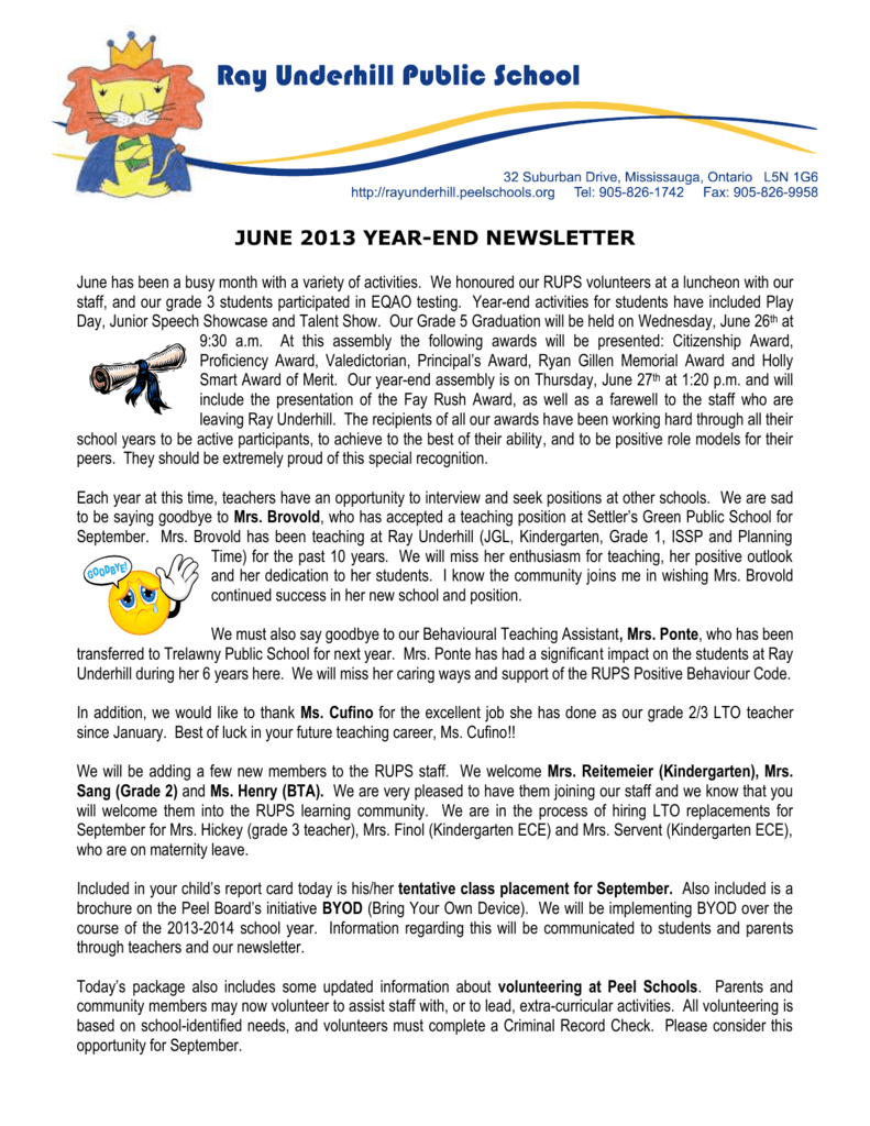 JUNE 2013 YEAR END NEWSLETTER Pages