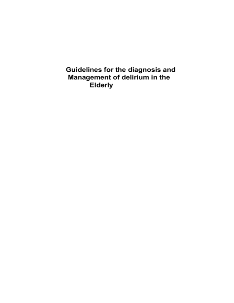 Guidelines For The Diagnosis And Management Of Delirium