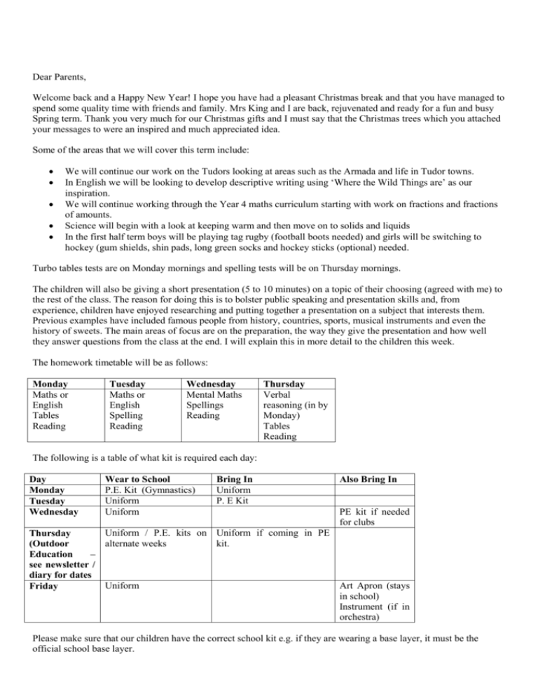 Dear Parents Howe Green House School