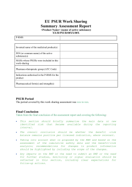 PSUR Assessment Report template for use by Member States