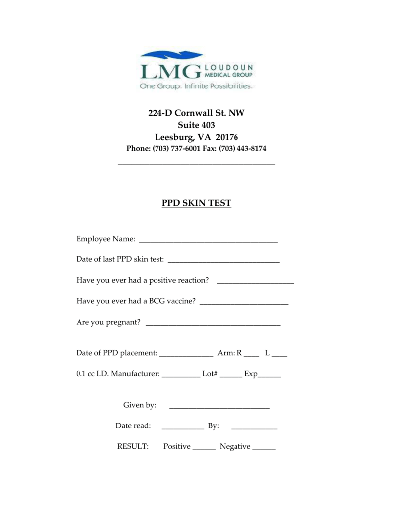 Blank Tb Test Form Printable