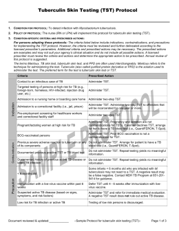 Employee Mantoux Tuberculin Skin Test Record