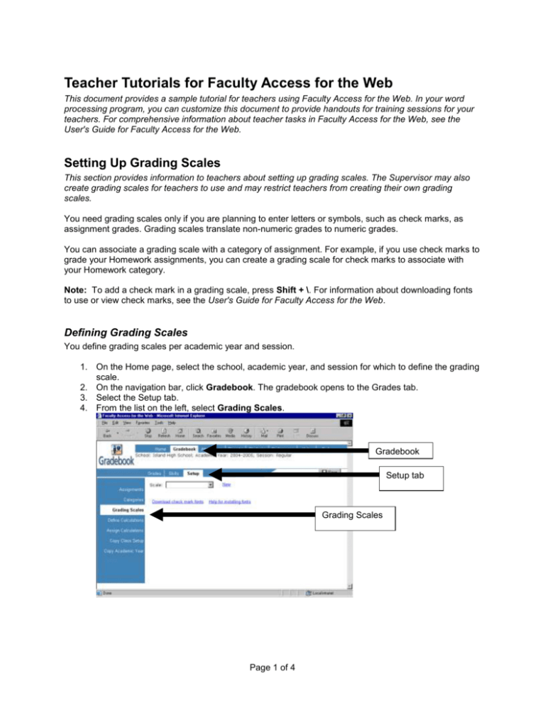 Setting Up Grading Scales