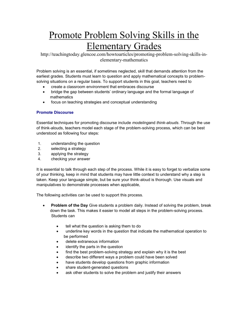  Math Problem Solving Examples For Elementary 