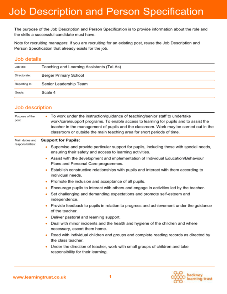 Job Description And Person Specification job-description-and-person-specification