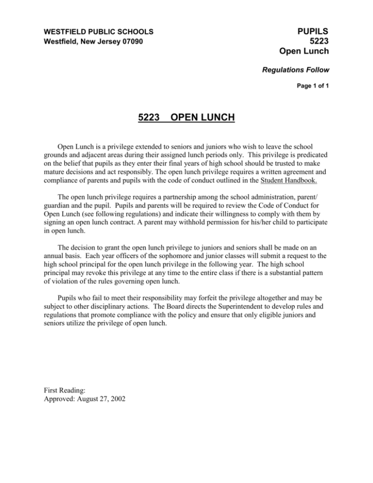 Code of Conduct for Open Lunch
