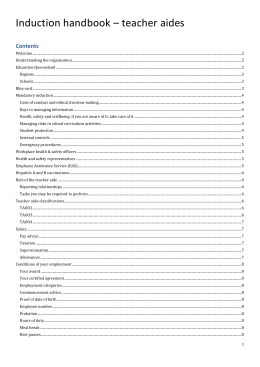 Induction handbook - teacher aide