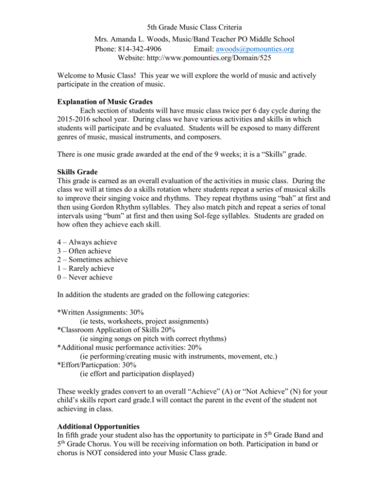 Syllabus Grade 5 Music Class Syllabus Grade 5 Music Class