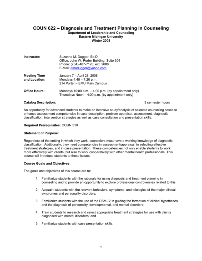 Diagnosis And Treatment Planning In Counseling