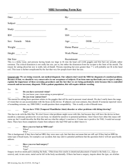 MRI PATIENT SCREENING TOOL