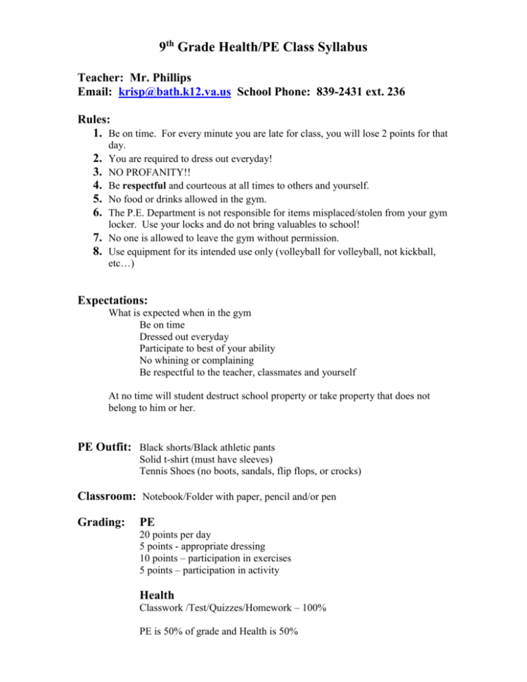 9th Grade Syllabus 9th Grade Syllabus