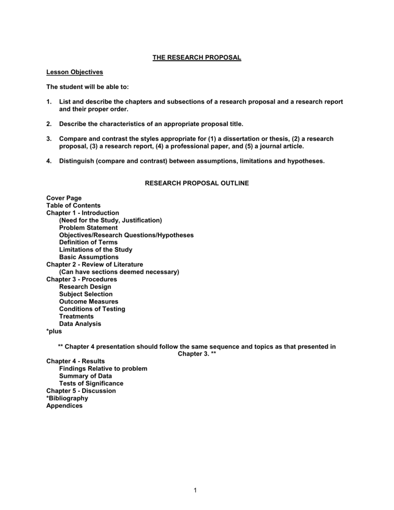 THE RESEARCH PROPOSAL