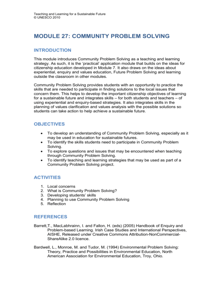 Module 27 Community Problem Solving