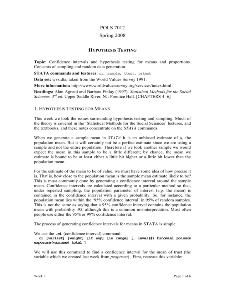 Stata Notes 3 Stata Notes 3