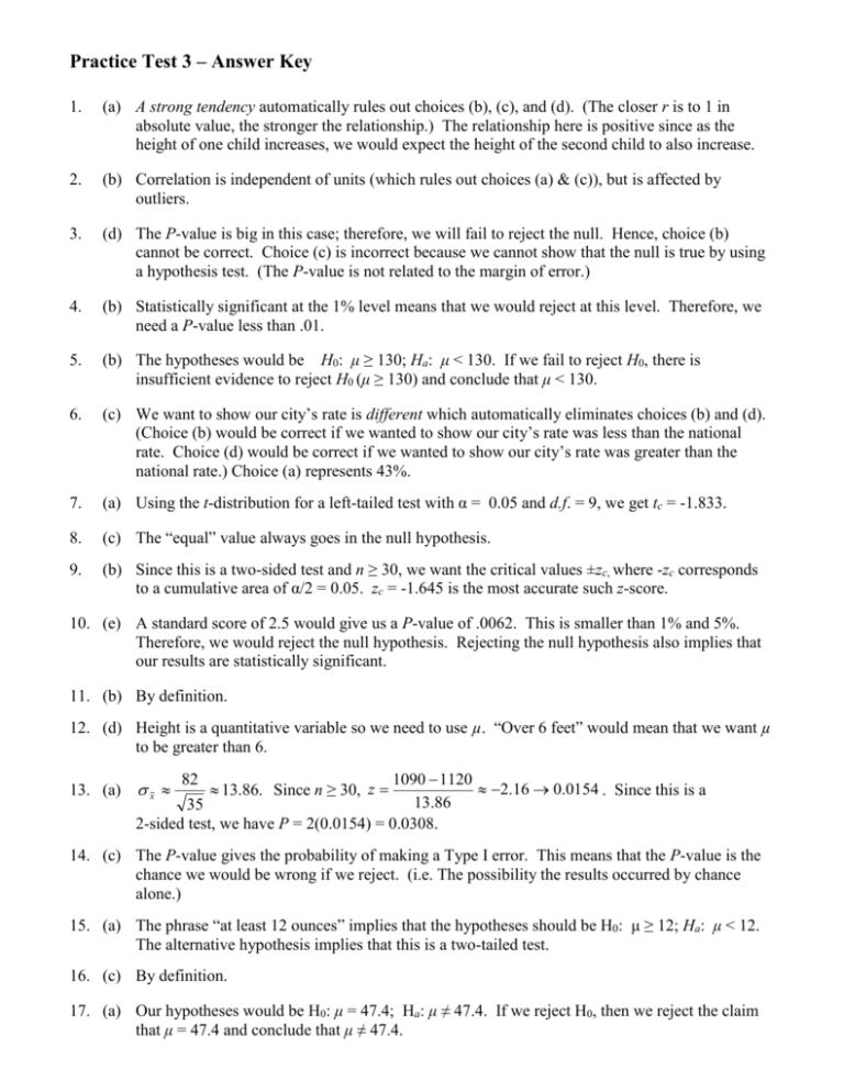 Practice Test 2 Answer Key Practice Test 2 Answer Key