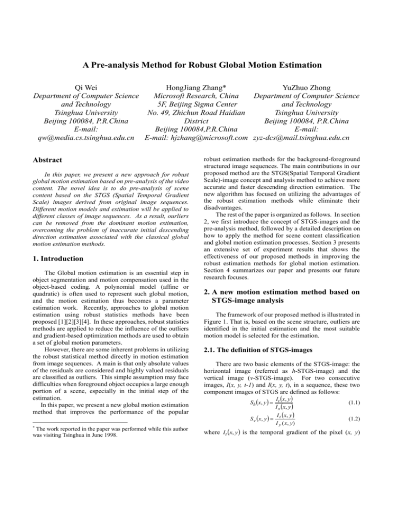 A Robust Global Motion Estimation Method Based On Pre