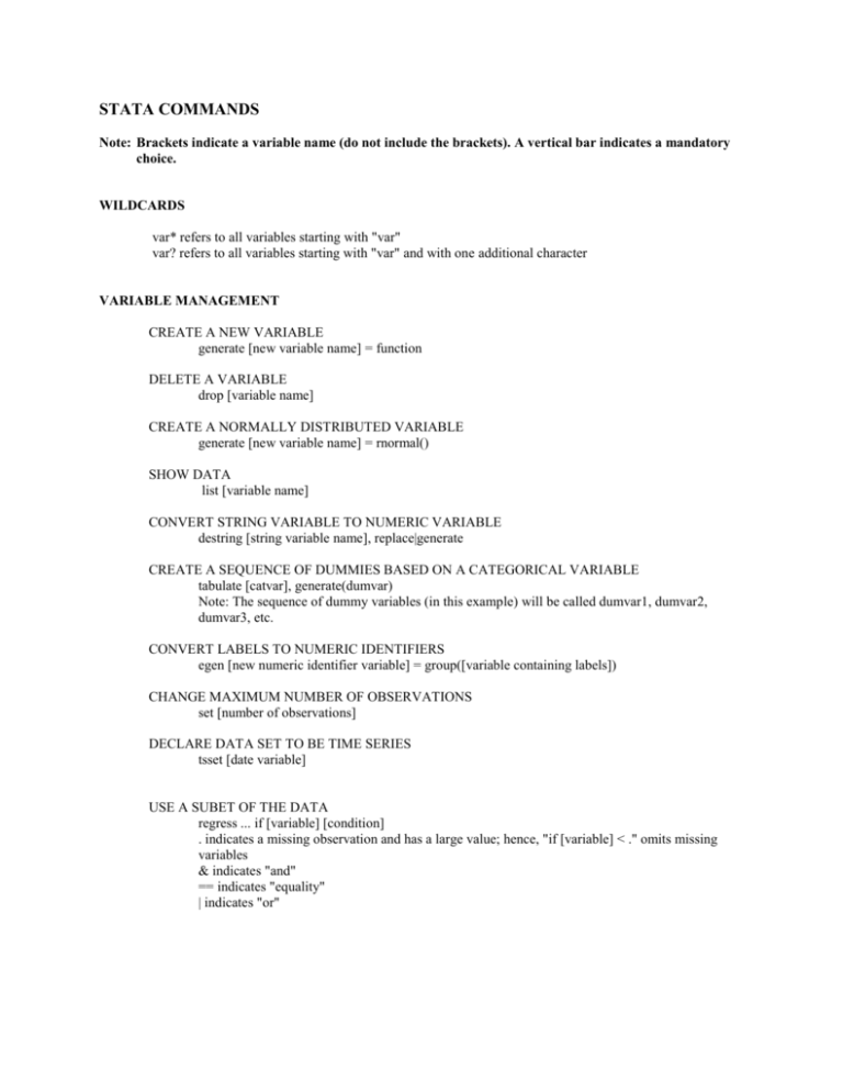 Useful Stata Commands