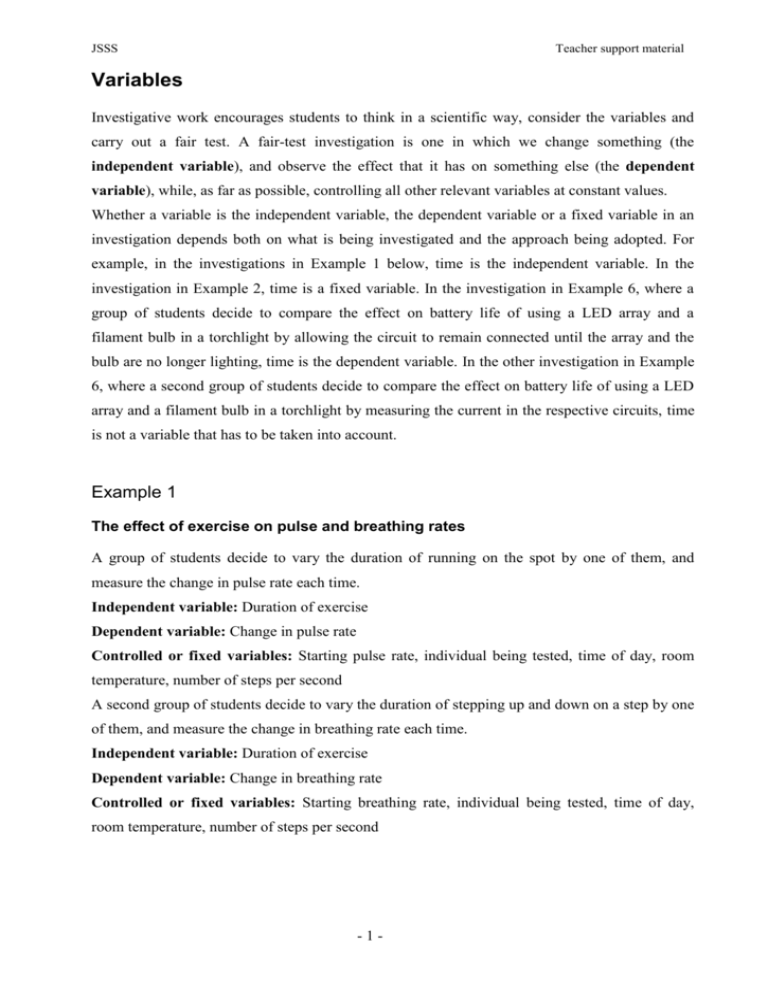 Controlled variables