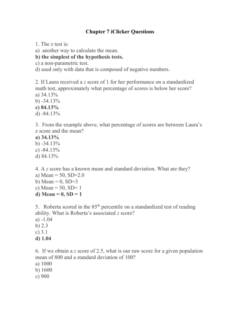 Chapter 7 IClicker Questions Chapter 7 IClicker Questions
