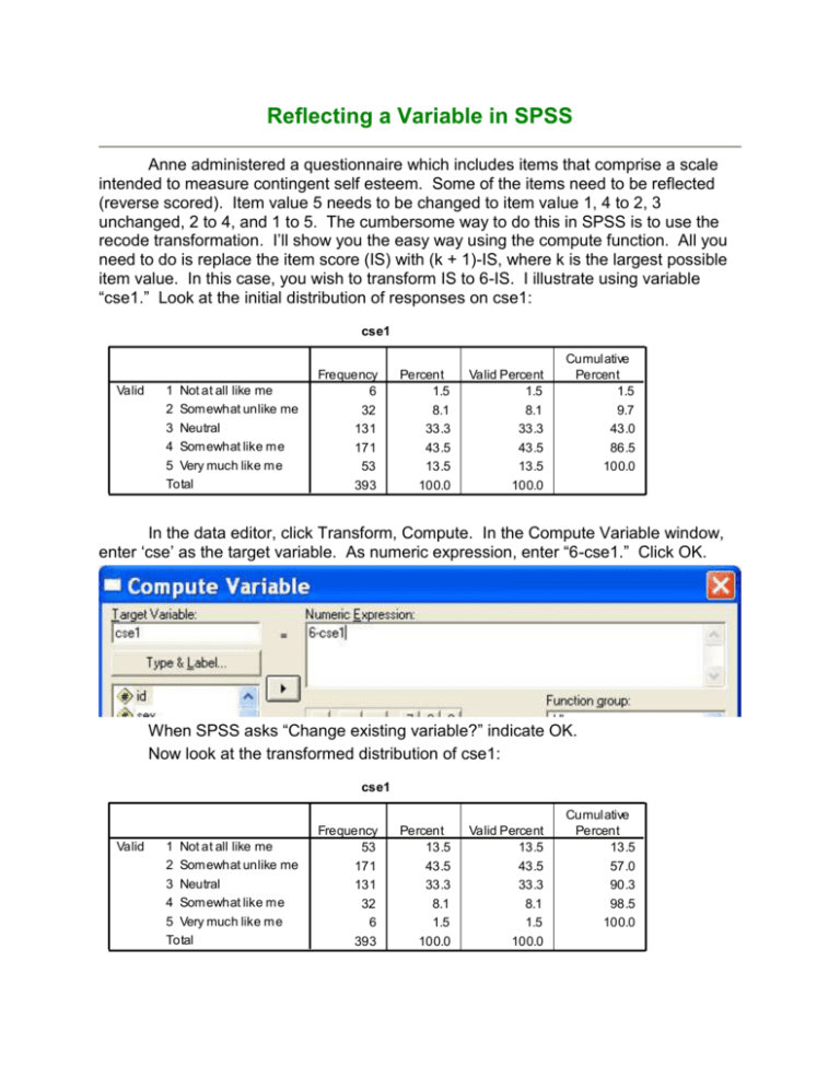 Reflecting A Variable In SPSS