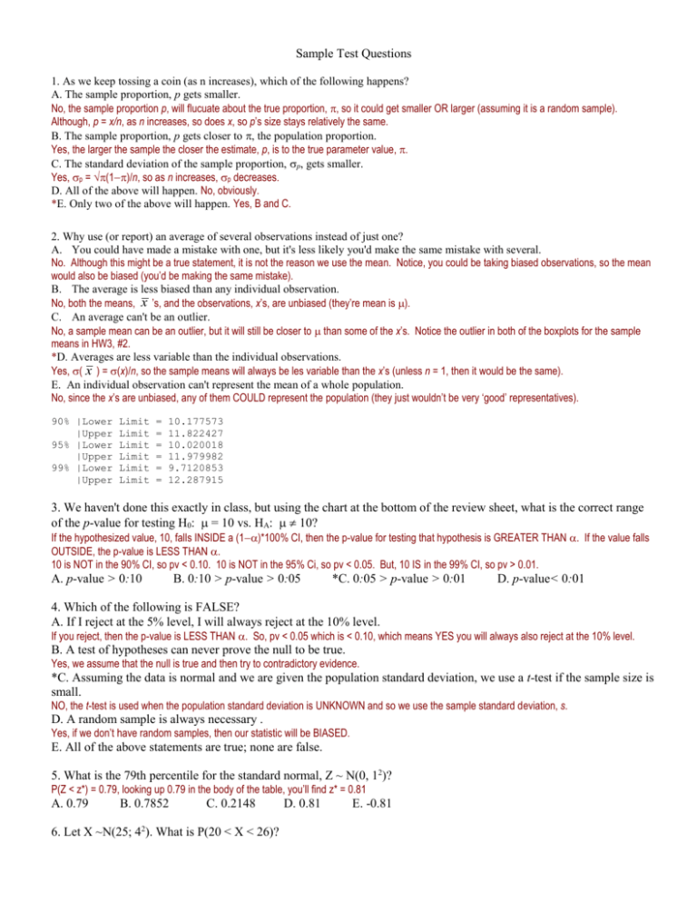 Sample Test Questions