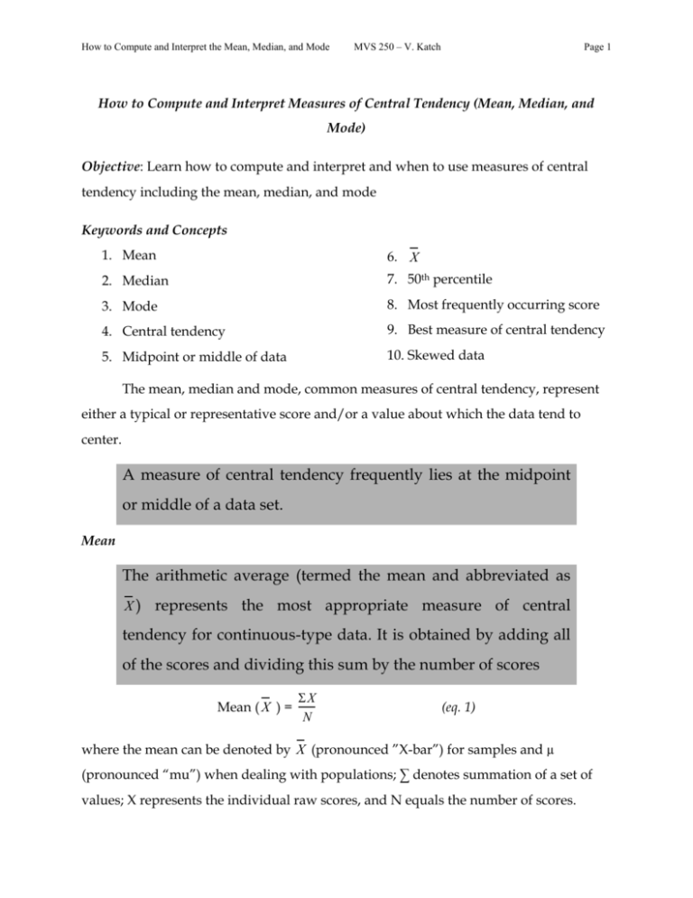 How To Compute And Interpret The Mean Median And Mode