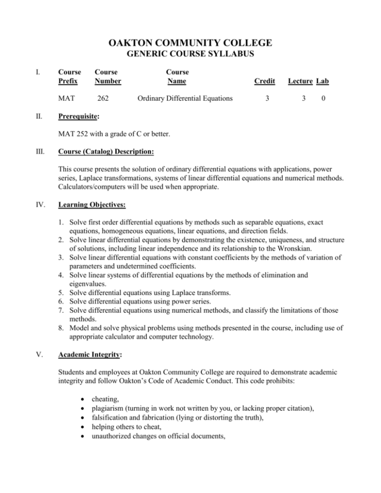 Generic Course Syllabus Oakton Community College generic-course-syllabus-oakton-community-college