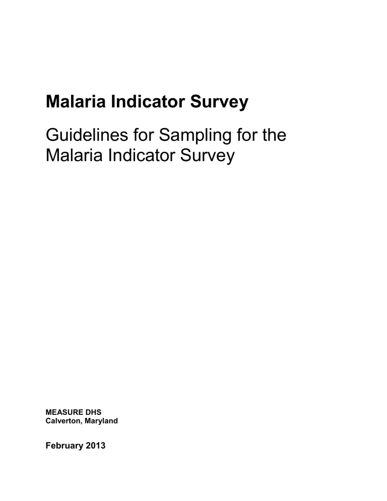 MEASURE DHS - Malaria Indicator Surveys