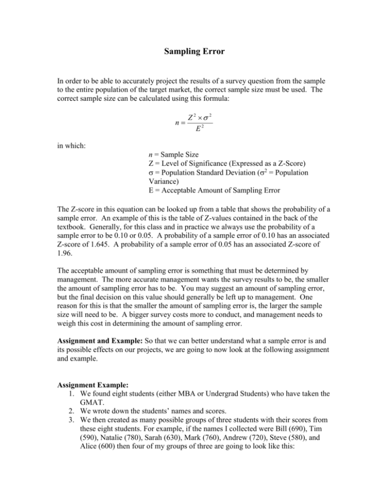 Sampling Error Tutorial
