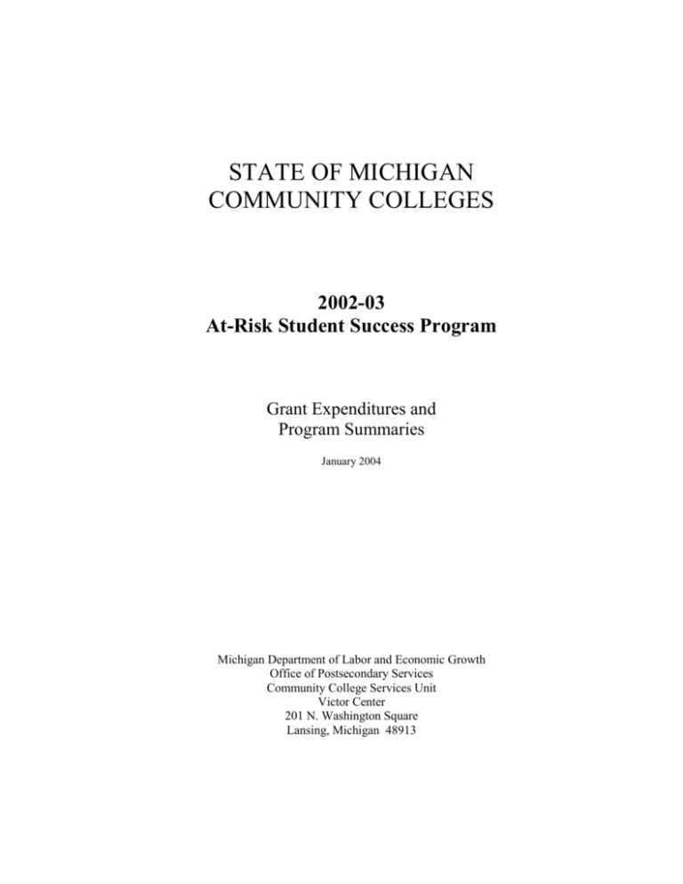 MICHIGAN COMMUNITY COLLEGES