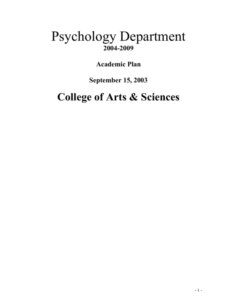 Psychology Department Academic Plan for