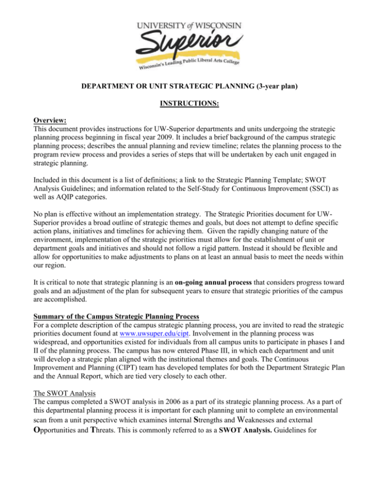 department strategic planning - University of Wisconsin