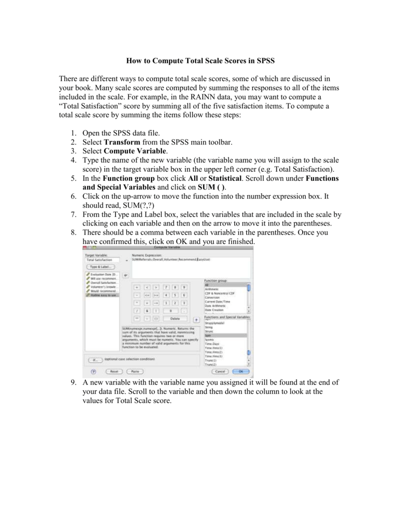  How To Compute Total Scale Scores In SPSS 