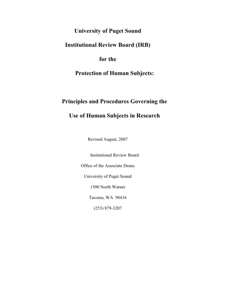 Institutional Review Board (IRB) for the