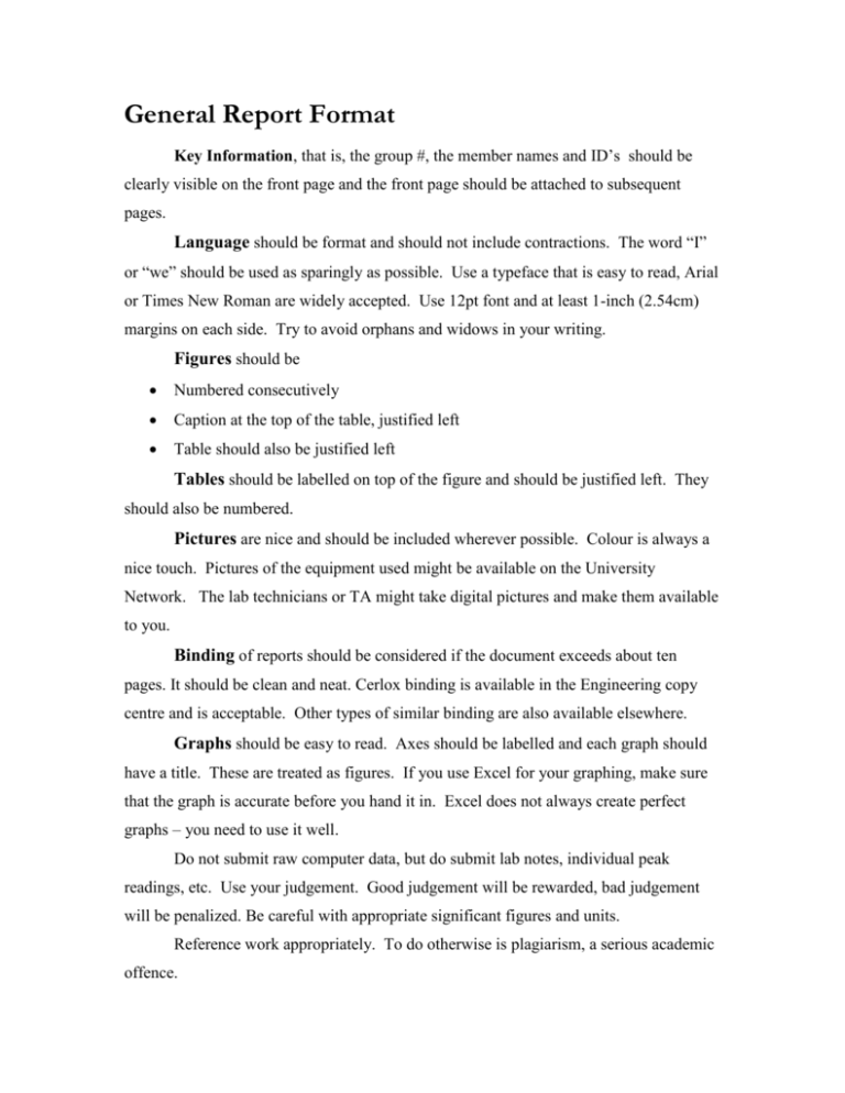 General Report Format Civil And Environmental Engineering