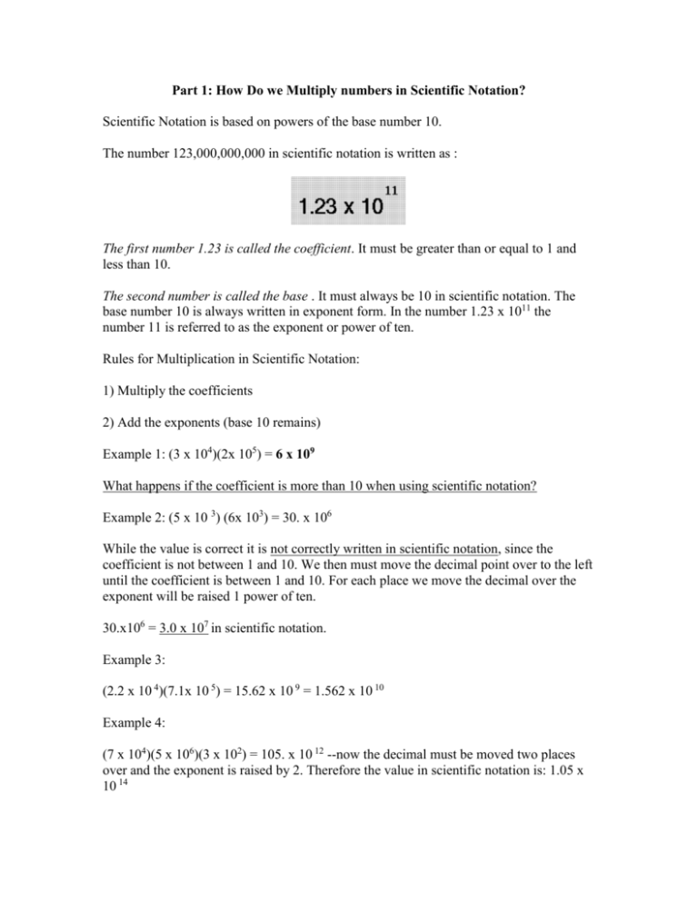 Part 1 How Do We Multiply Numbers In Scientific Notation