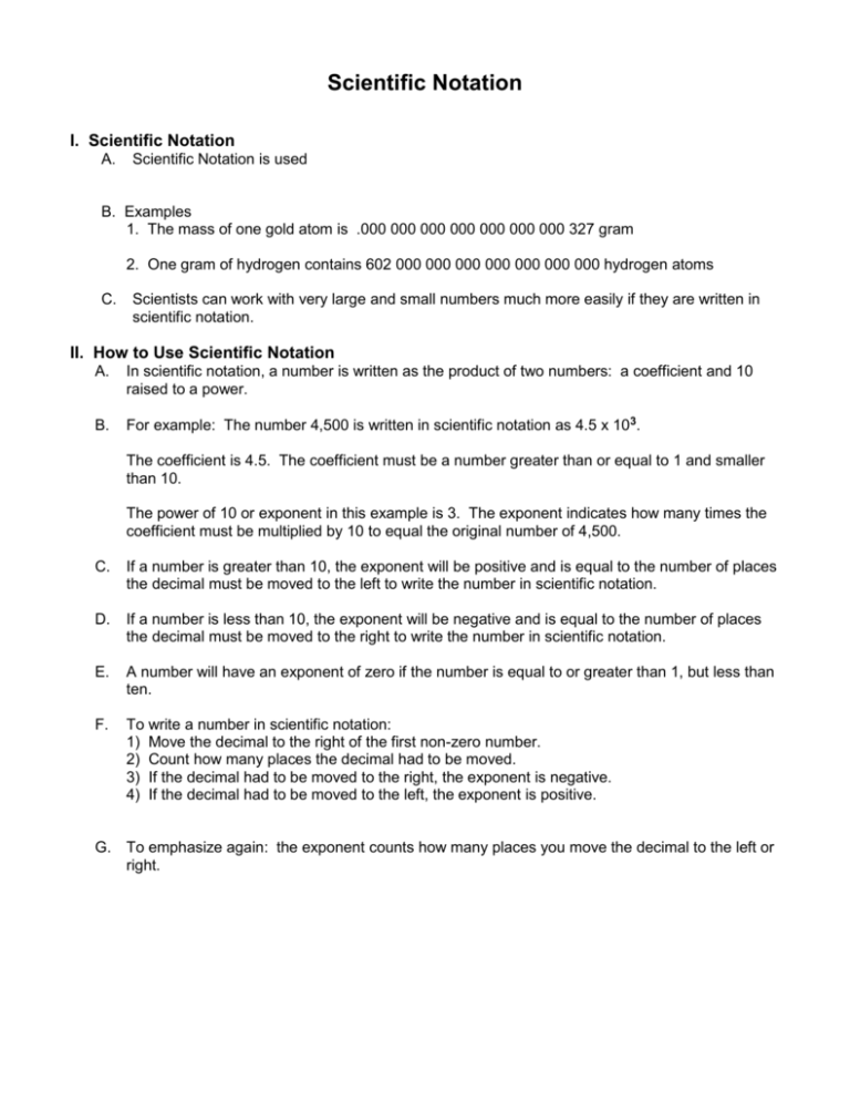 Scientific Notation Notetaking Guide