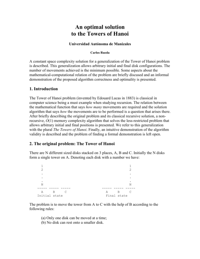 An Optimal Solution To The Towers Of Hanoi 6788