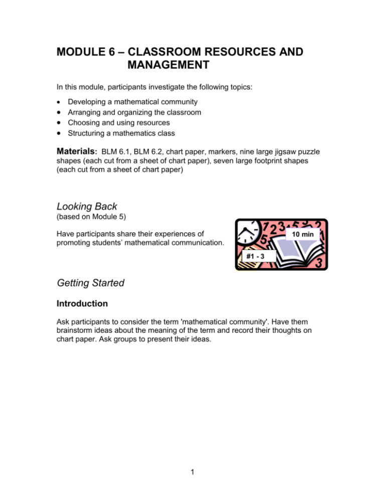 Module 6 – Classroom Resources and Management