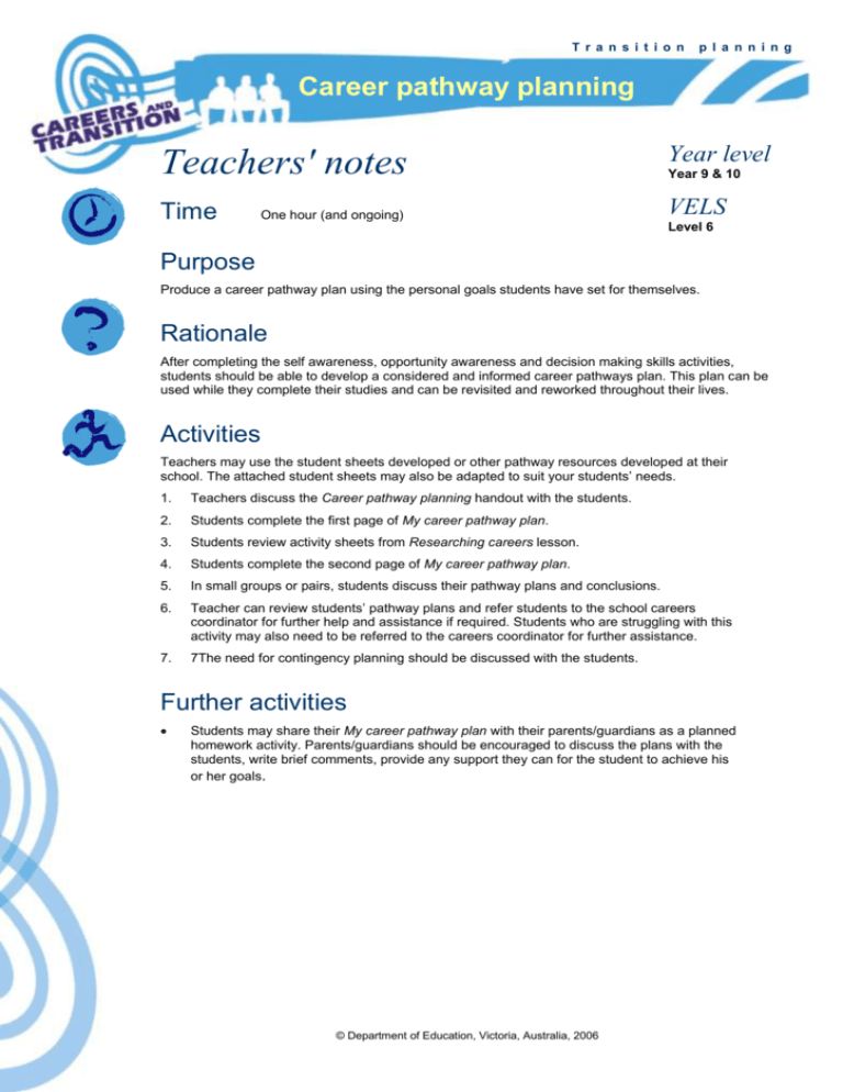Career Pathway Planning: Teachers' Notes for High School