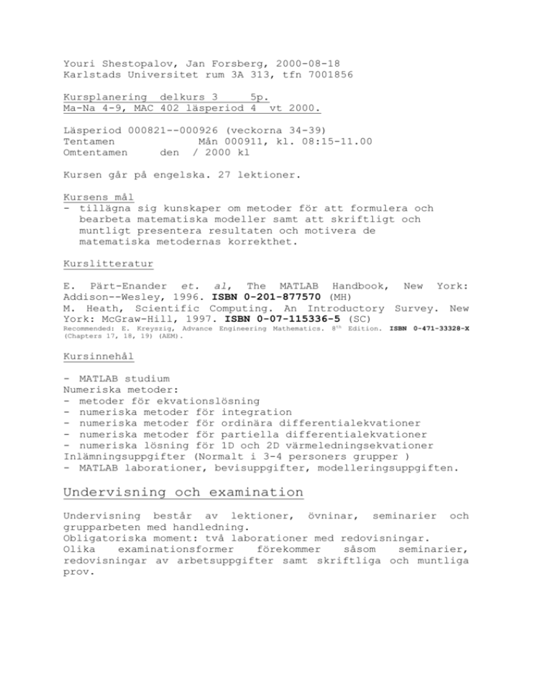 Plan Of The Course Analysis B2