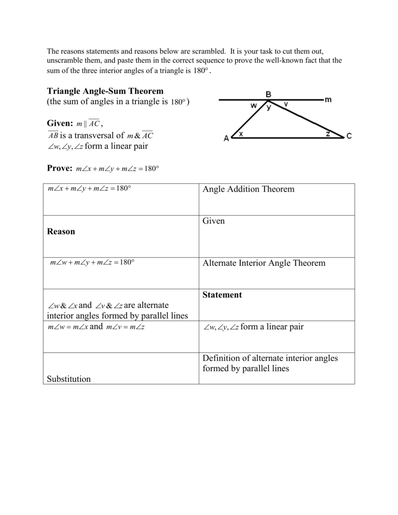 Triangle Angle Sum Theorem Triangle Angle Sum Theorem