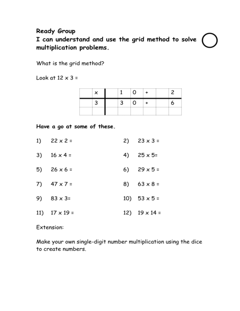 I Can Understand And Use The Grid Method To Solve Multiplication