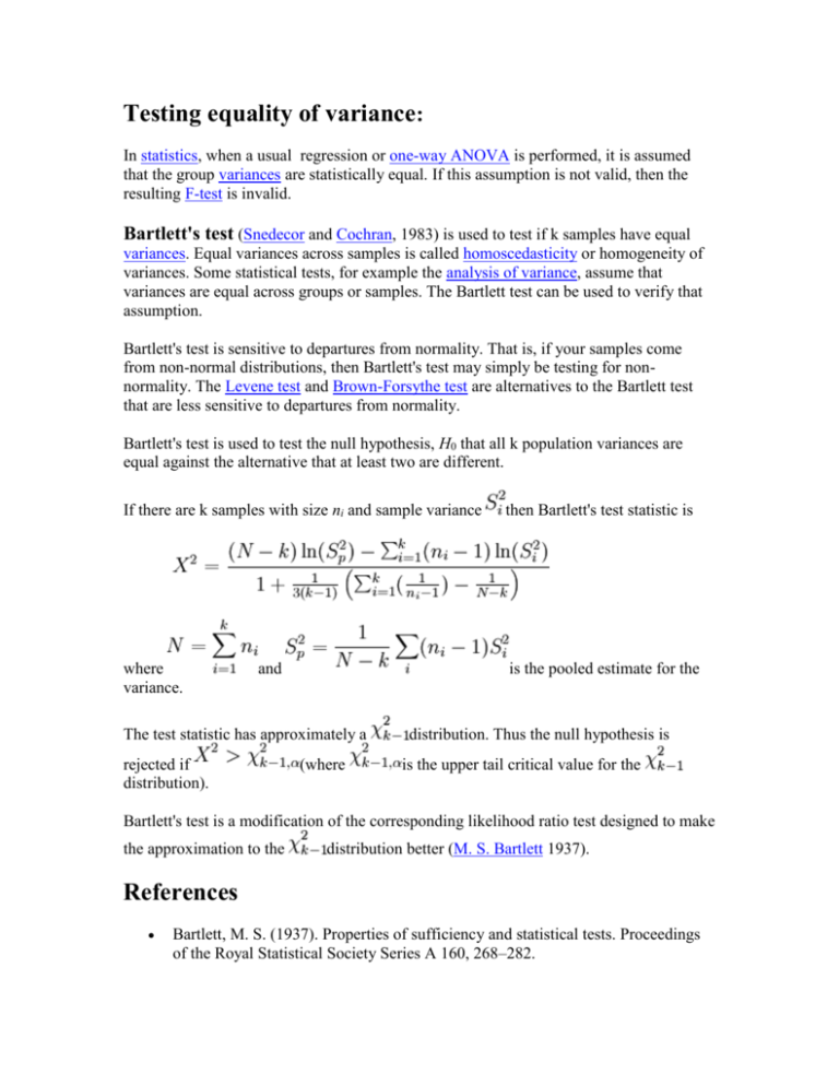 Levene Test Levene Test